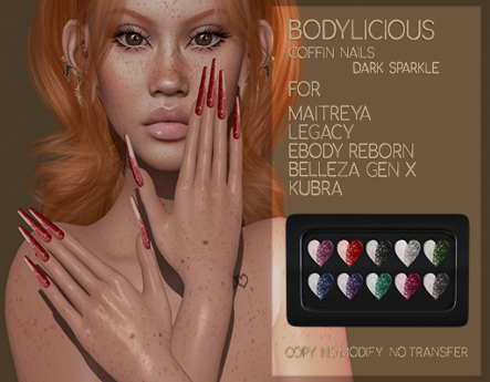 Second Life Marketplace - [B] Coffin Nails - Dark Sparkle